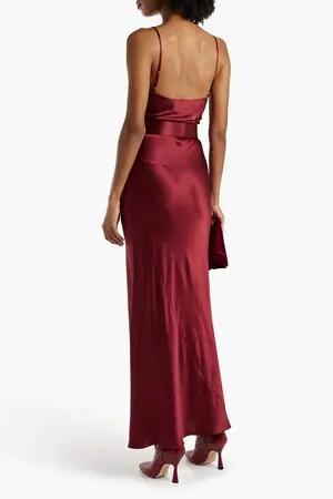 NICHOLAS Belted Silksatin Maxi Dress