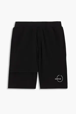 Helmut Lang Printed Layered Waffle-knit Cotton Shorts - Black