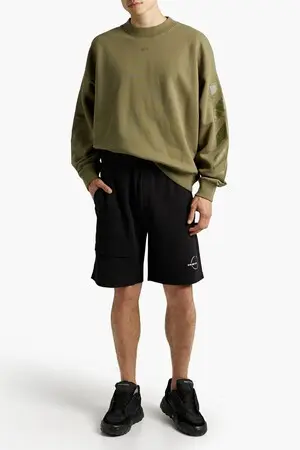 Helmut Lang Printed Layered Waffle-knit Cotton Shorts - Black
