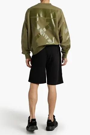 Helmut Lang Printed Layered Waffle-knit Cotton Shorts - Black