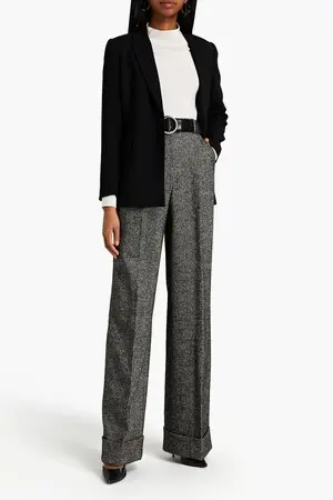 Dolce & Gabbana Pleated Woolblend Tweed Wideleg Pants