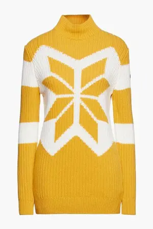 Fusalp Justine Ribbed Merino Wool And Cashmereblend Turtleneck Sweater - Saffron