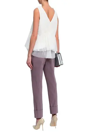 Brunello Cucinelli Tiered Pleated Tulle Top