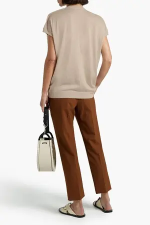 Brunello Cucinelli Wool And Silk-blend Top With Bead Embellishment
