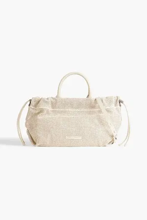 Brunello Cucinelli Perforated Coated Suede Tote Neutral