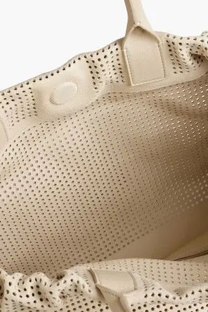 Brunello Cucinelli Perforated Coated Suede Tote Neutral