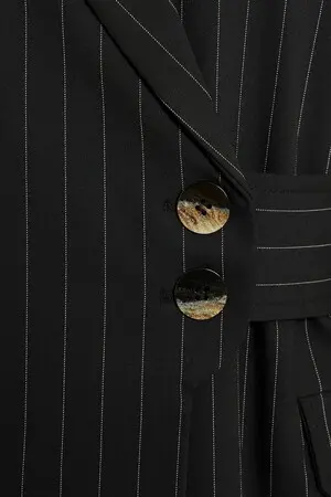GANNI Double-breasted Pinstriped Twill Coat