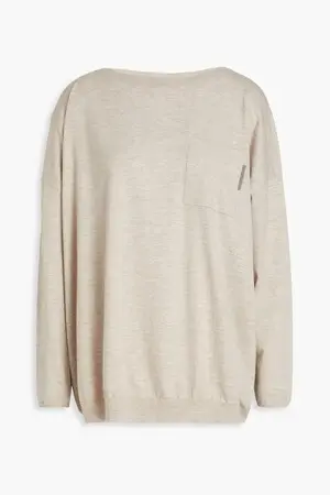 Brunello Cucinelli Beadembellished Metallic Knitted Sweater - Beige