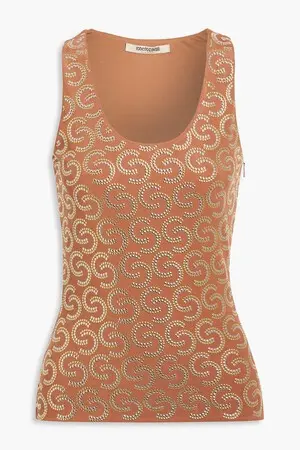 Roberto Cavalli Studded Ribbed-knit Tank