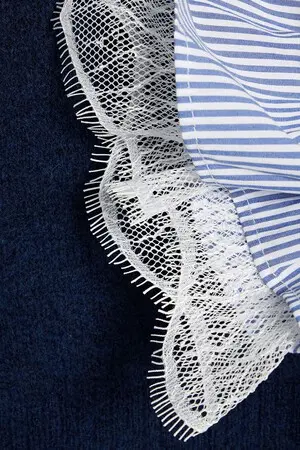 Cinq À Sept Poplintrimmed Woolblend Sweater