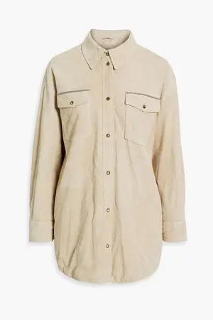 Brunello Cucinelli Bead-embellished Suede Shirt Jacket