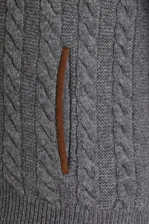 N.peal Cable-knit Cashmere Zip-up Sweater With Faux Suede Trims