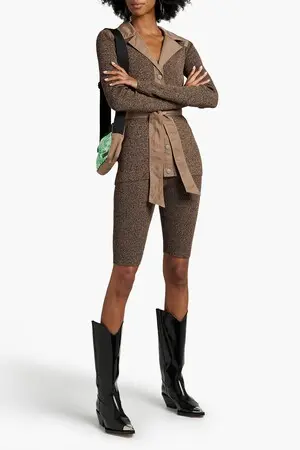 GANNI Mélange Ribbed-knit High-rise Shorts