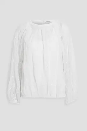 Brunello Cucinelli Sequin-embellished Silk-chiffon Blouse
