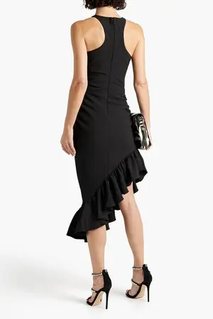 Cinq À Sept Asymmetrical Fluted Cady Midi Dress