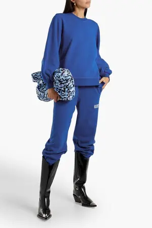 GANNI Embroidered Cottonblend Fleece Sweatshirt