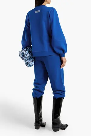 GANNI Embroidered Cottonblend Fleece Sweatshirt
