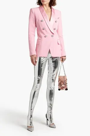 Balmain Metallic Vinyl Stirrup Leggings