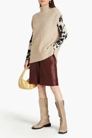 GANNI Ribbed Recycled Wool-blend Turtleneck Vest