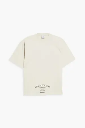 Vetements Oversized Printed Cottonjersey Tshirt - Cream