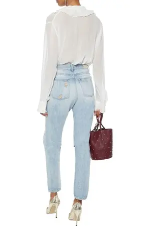 IRO PARIS Barbara Distressed High-rise Straight-leg Jeans