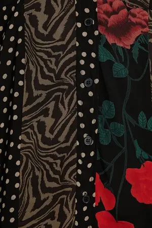 GANNI Patchworkeffect Printed Chiffon Midi Dress