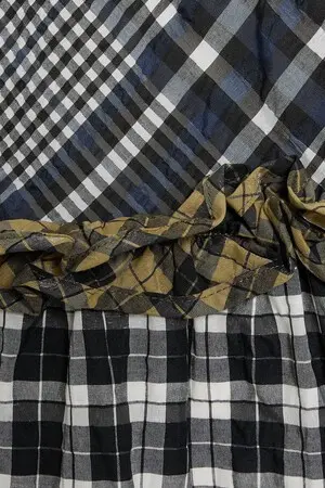 GANNI Ruffled Checked Cottonblend Seersucker Midi Dress