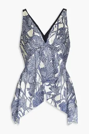 Roberto Cavalli Printed Silksatin Twill Top - Blue