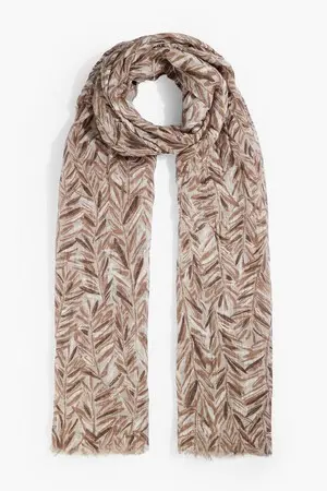 Brunello Cucinelli Printed Linengauze Scarf Light Brown