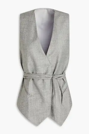 Brunello Cucinelli Bead-embellished Metallic Wool-blend Vest - Gray