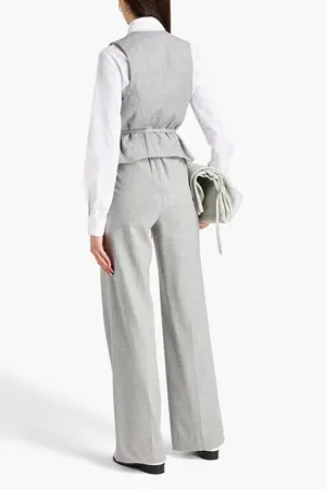 Brunello Cucinelli Bead-embellished Metallic Wool-blend Vest - Gray