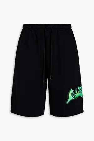 Off-White Printed Cotton-fleece Shorts