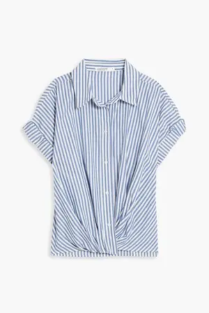 Stateside Striped Cotton Poplin Shirt With Twist Front