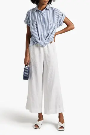 Stateside Striped Cotton Poplin Shirt With Twist Front