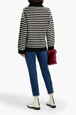 Equipment Bowee Striped Wool And Cashmereblend Halfzip Sweater