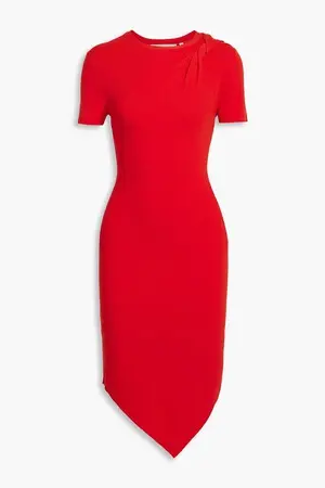 Helmut Lang Asymmetric Twisted Ribbed Knit Dress