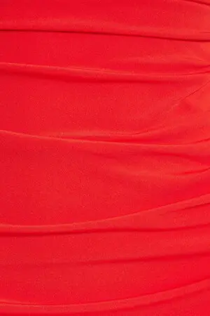 Helmut Lang Ruched Stretch-crepe Midi Dress - Papaya