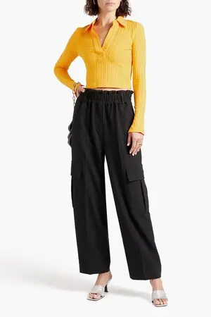 Helmut Lang Cropped Ribbed Cottonjersey Top
