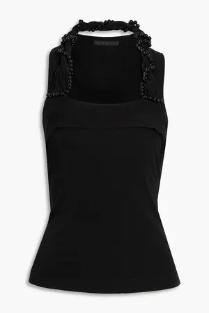 Helmut Lang Embellished Twisted Jersey Top - Black