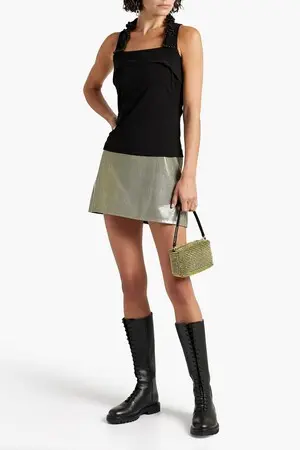 Helmut Lang Embellished Twisted Jersey Top