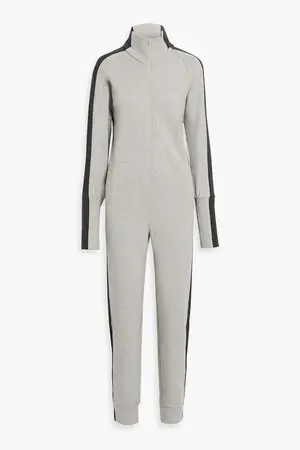 Norma Kamali Appliquéd Stretch-cotton Jersey Jumpsuit - Light Gray