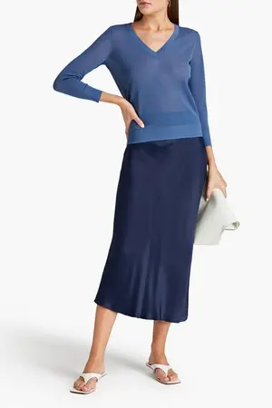 Vince V-neck Lightweight Knit Cotton Sweater