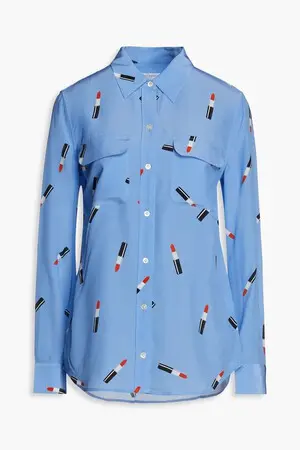 Equipment Slim Signature Printed Washed Silk Shirt
