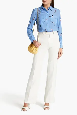 Equipment Slim Signature Printed Washed Silk Shirt