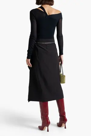 Helmut Lang Oneshoulder Ribbed Knitpaneled Jersey Top
