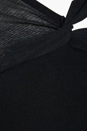 Helmut Lang Oneshoulder Ribbed Knitpaneled Jersey Top