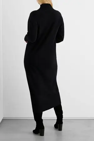 Iris & Ink Scarlett Wool Turtleneck Midi Dress - Black