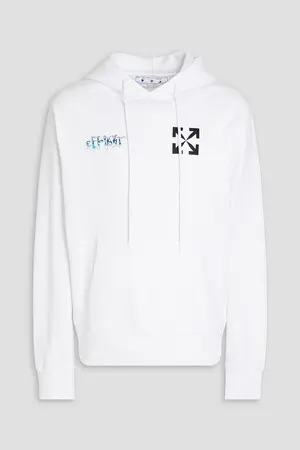 Off-White Printed Cotton-fleece Hoodie - White
