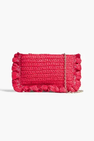 Red Valentino Rock Ruffle Raffia Shoulder Bag