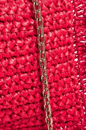 Red Valentino Rock Ruffle Raffia Shoulder Bag